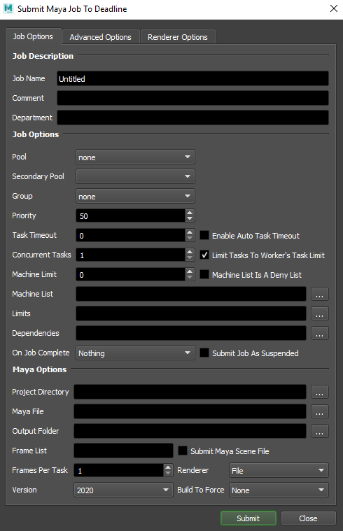 Submitting Jobs — Deadline 10.4.2.3 documentation